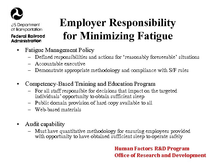 The Australian Approach to Fatigue Management Context and