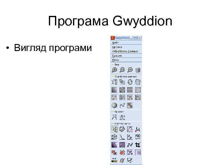 Програма Gwyddion Вигляд програми Досліджувана фотографія