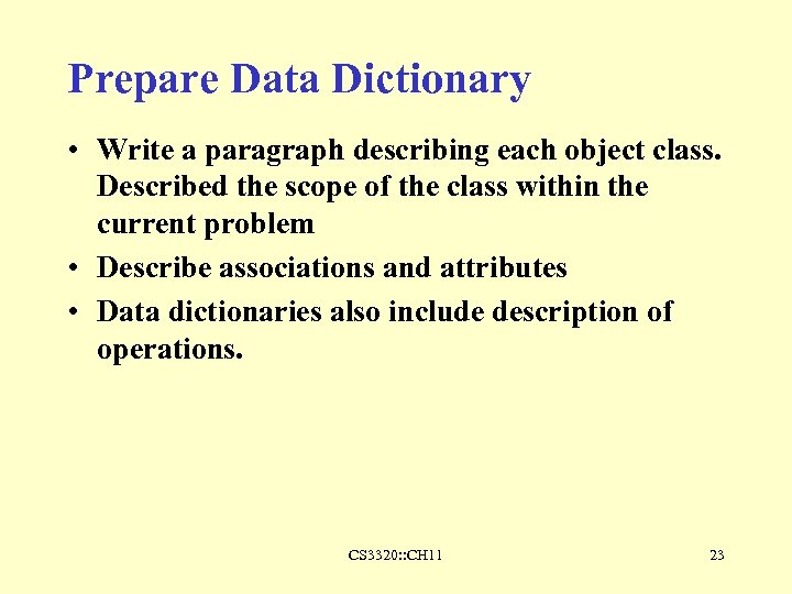 OBJECT-ORIENTED ANALYSIS Chapter 11 CS 3320 CH