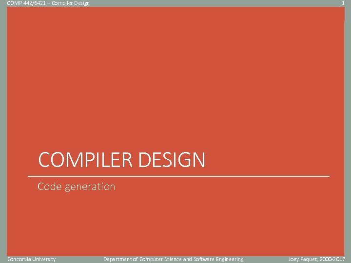COMP 442 6421 Compiler Design 1 Click to