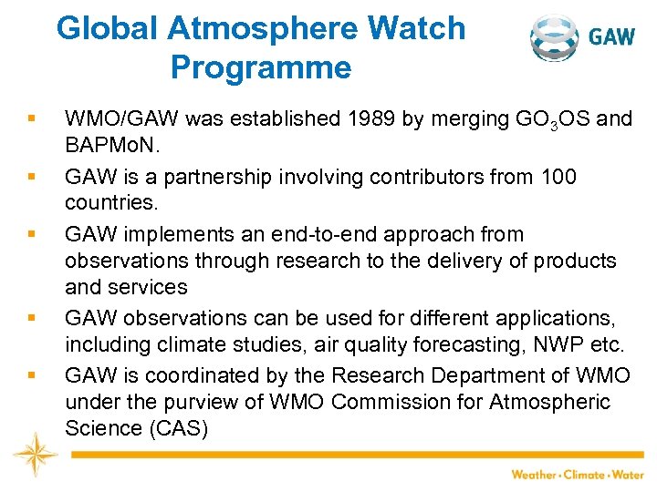 WMO Requirements of the Global Atmosphere Watch
