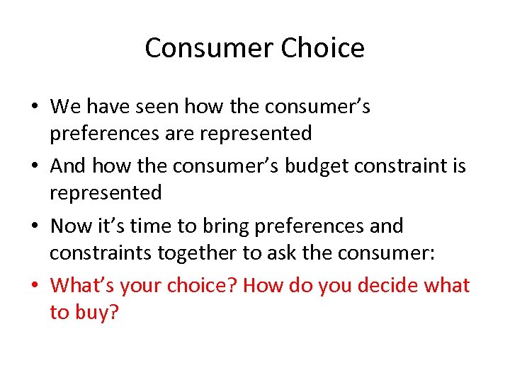 Rational consumer choice ECO 61 Microeconomic Analysis Udayan