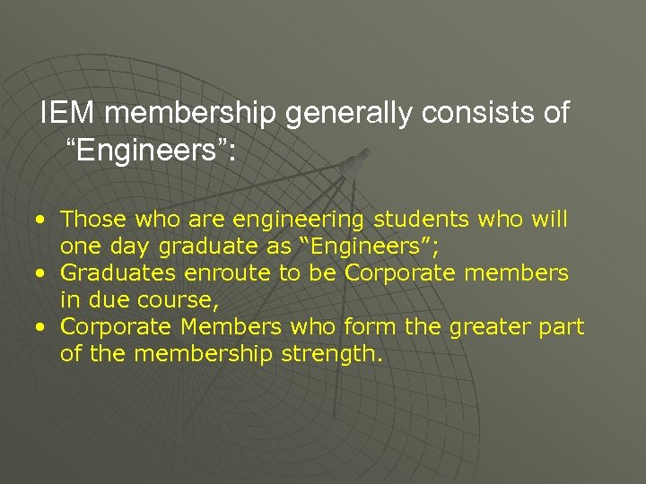 An IEM Outreach Programme to G S Members The