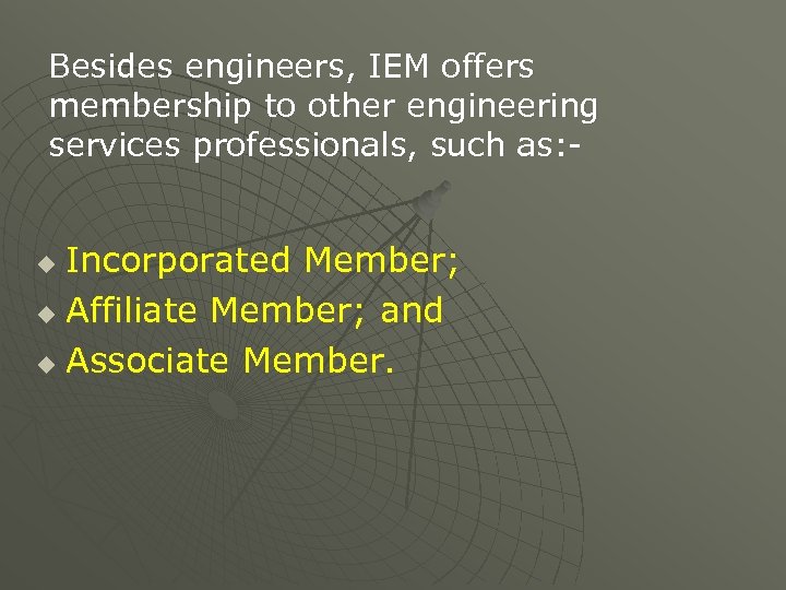 An IEM Outreach Programme to G S Members The