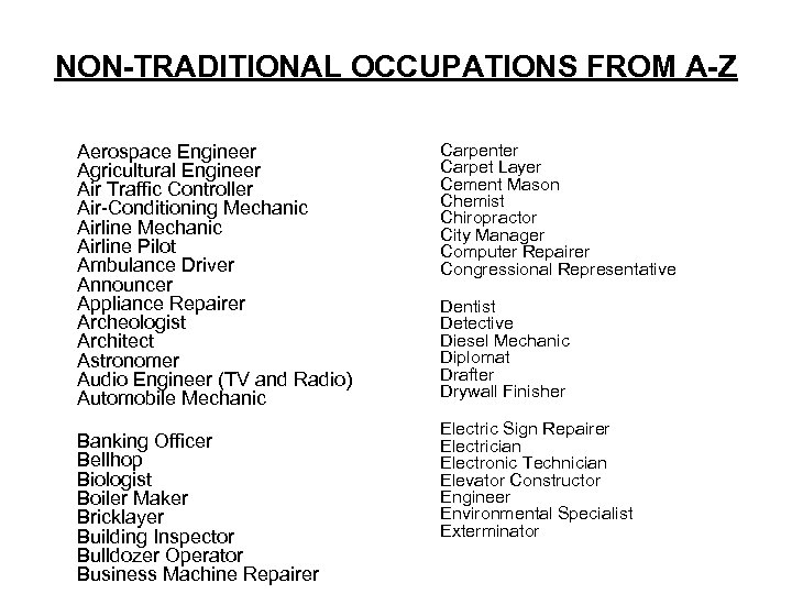 Moving Beyond Stereotypes Non-traditional Occupations Stereotyping ...