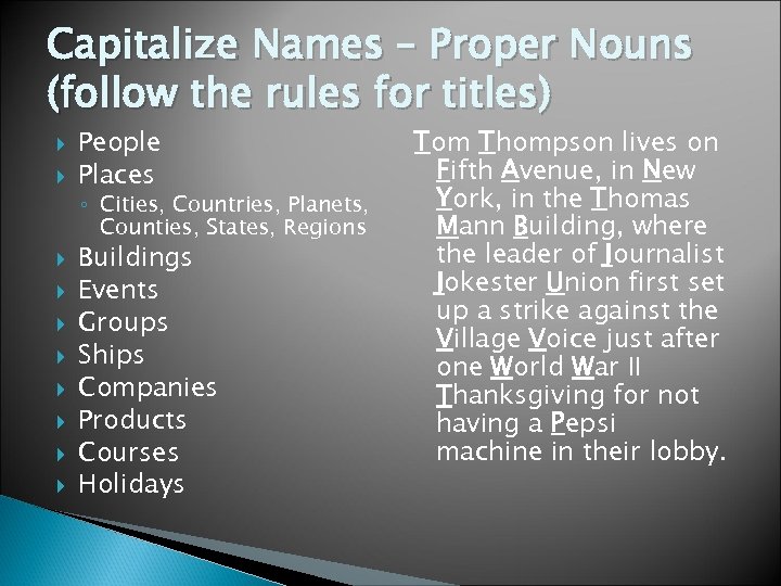 Capitalization Rules and Examples The Rules Summary
