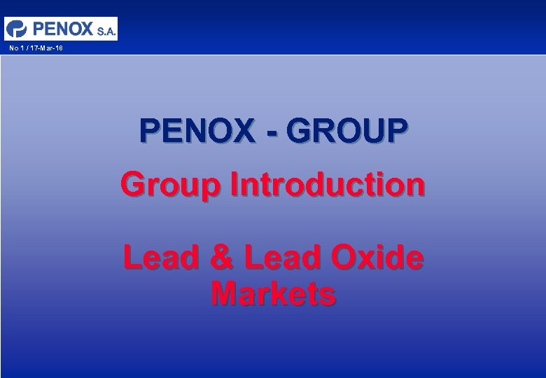 No 1 17 -Mar-18 PENOX — GROUP