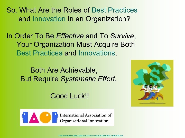 THE ROLES OF BEST PRACTICES INNOVATION IN
