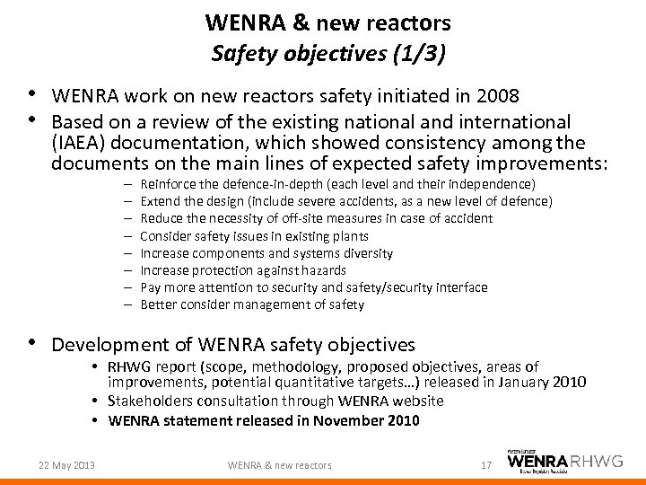 WENRA ongoing work on new reactors Fabien FERON