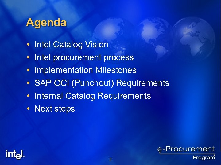 Intel e Catalog Program — Supplier Engagement