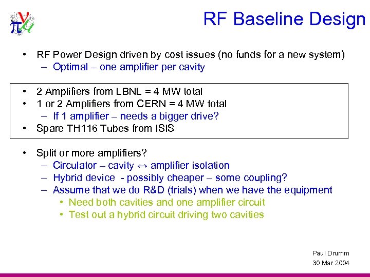 MICE at RF Power System power source distribution