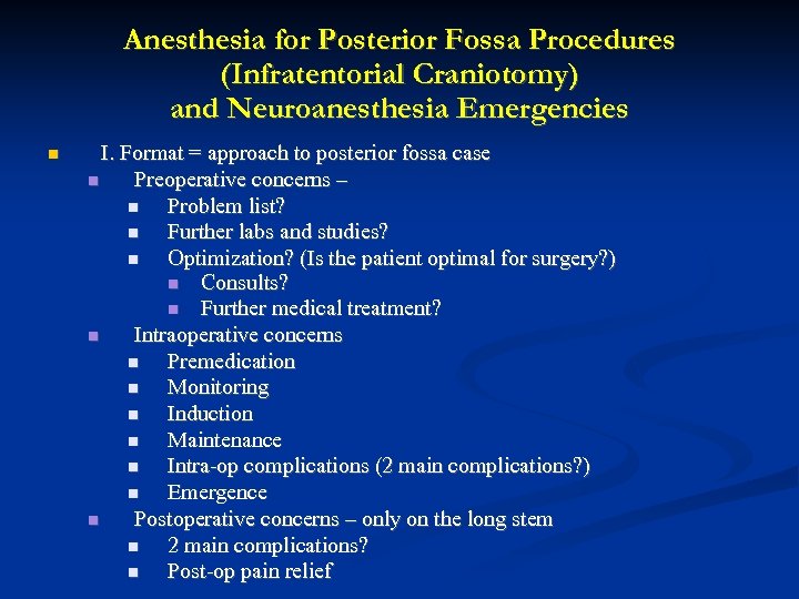 Posterior Fossa Procedures Infratentorial Craniotomy and ...