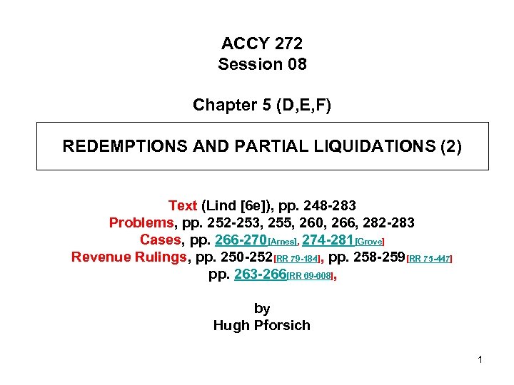 ACCY 272 Session 08 Chapter 5 D E