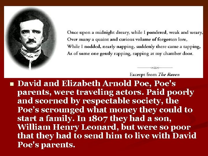 Edgar Allan Poe 1809 — 1849 n