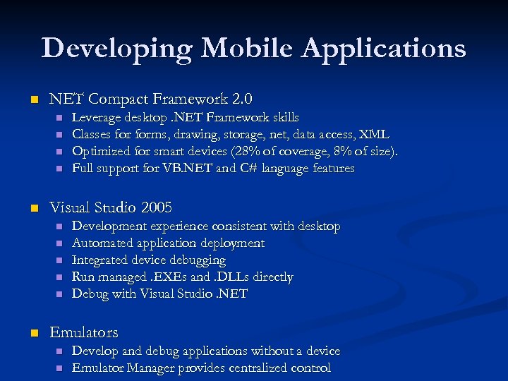 Mobile Application Development 2005 By Sam Nasr July