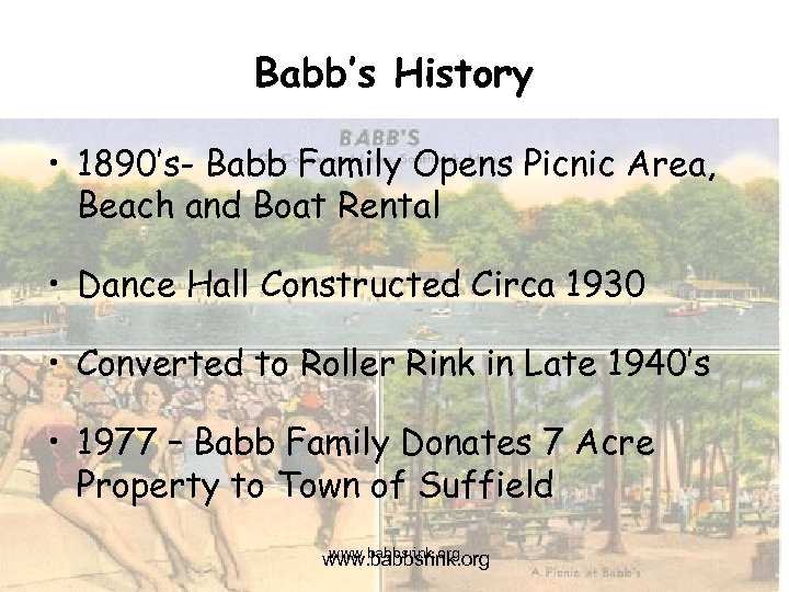 The Babb s Project on Historical Lake Congamond History
