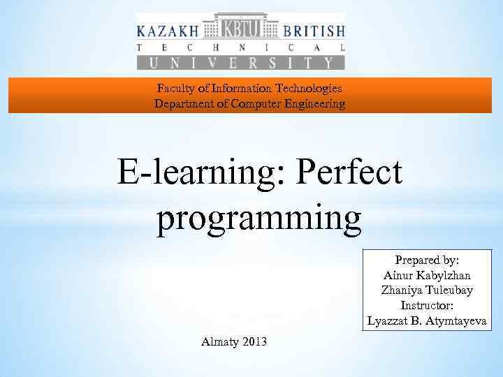 Faculty of Information Technologies Department of Computer Engineering