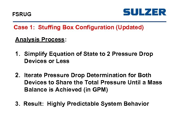 FSRUG Feedwater Systems Reliability Users Group Jan 2014
