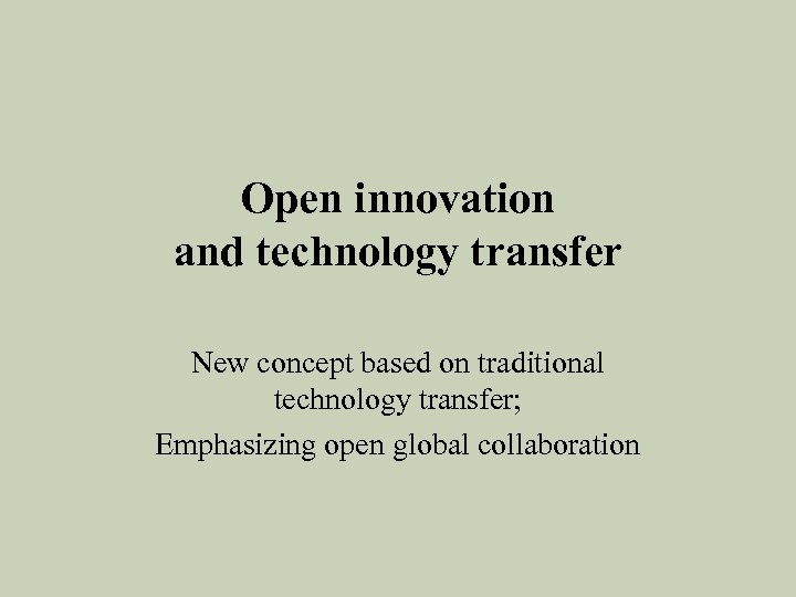 VI GLOBALIZATION AND TECHNOLOGY COOPERATION ALLIANCES NETWORKS AND