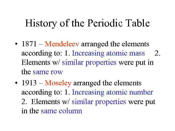 Periodic Table Trends History of the