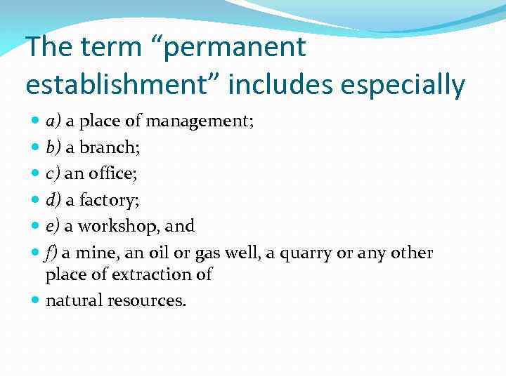 Tax Management Permanent Establishment Head of the Group