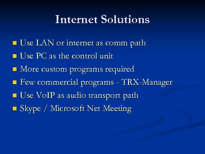Internet Remote Base Using a PC to operate