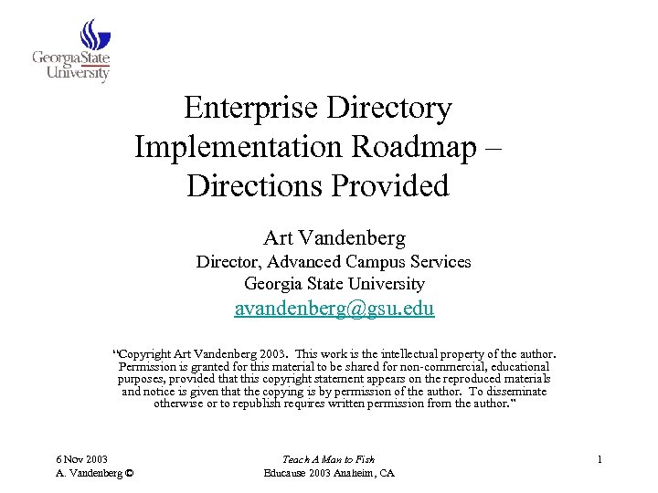 Enterprise Directory Implementation Roadmap Directions Provided Art