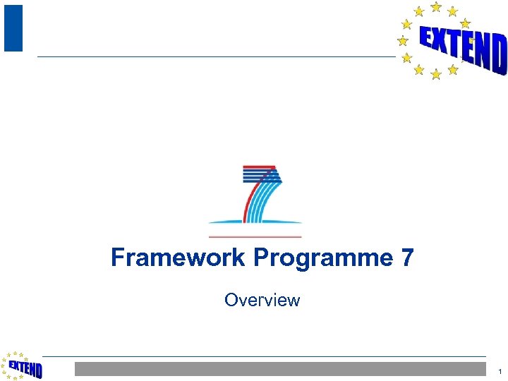 Framework Programme 7 Overview 1 The Programmes