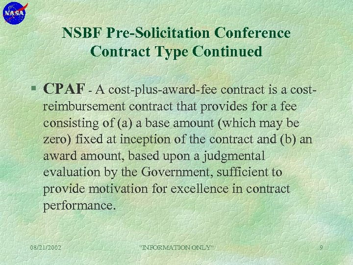 NATIONAL SCIENTIFIC BALLOON FACILITY CONTRACT NSBF Pre-Solicitation ...