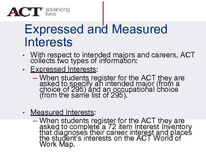 Intended Majors and Career Interests Men and Women