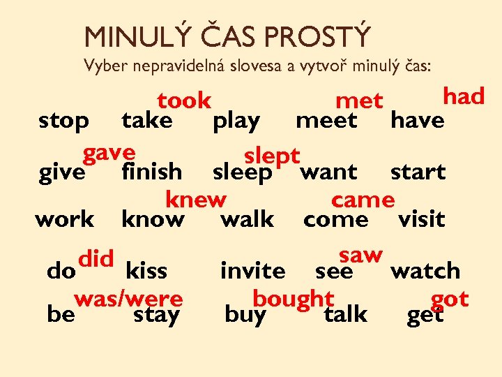 MINULÝ ČAS PROSTÝ PAST SIMPLE Autorem materiálu a