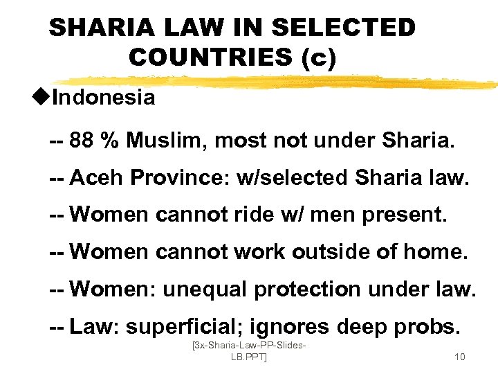 OVERVIEW OF SHARIA LAW by Lyle B