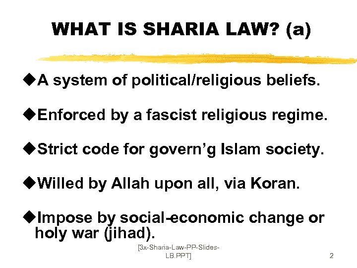 OVERVIEW OF SHARIA LAW by Lyle B
