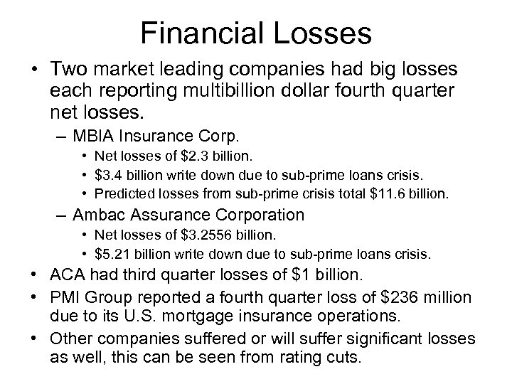 Finance 431 Property-Liability Insurance Lecture Financial Guaranty