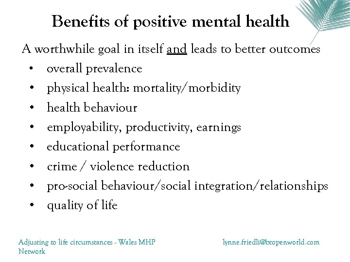 Adjusting to life circumstances mental health resilience and