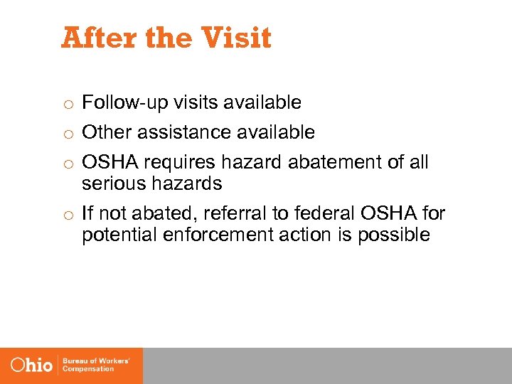 The BWC Division of Safety Hygiene s OSHA