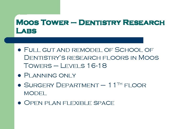 AHC Office of Facilities Capital Planning Briefing