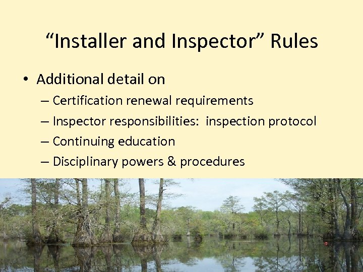 NC Rules and Requirements Certified Inspectors of Subsurface