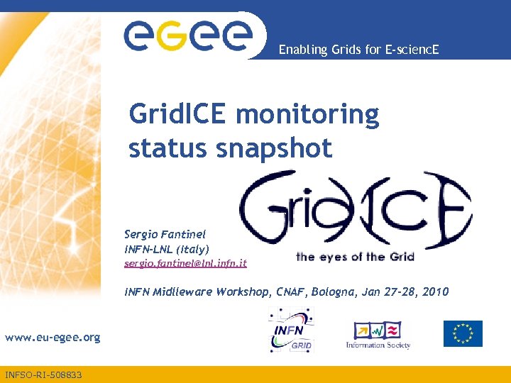 Enabling Grids for E-scienc E Grid ICE monitoring