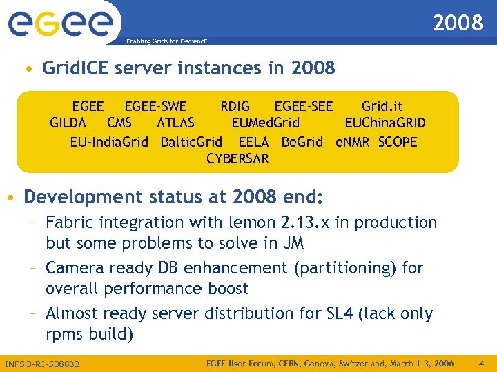 Enabling Grids for E-scienc E Grid ICE monitoring