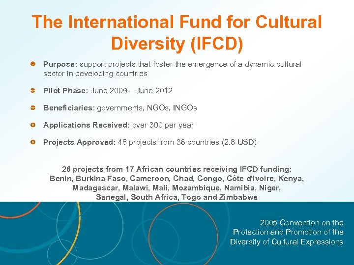 International Fund for Cultural Diversity Abidjan Côte d Ivoire