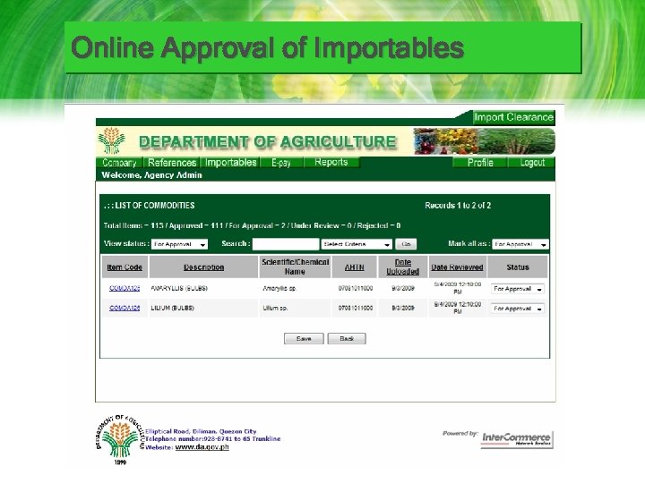 Department of Agriculture BAI BPI and BFAR