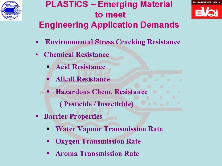 ENGINEERING PLASTICS APPLICATIONS ALOK KUMAR CENTRAL INSTITUTE