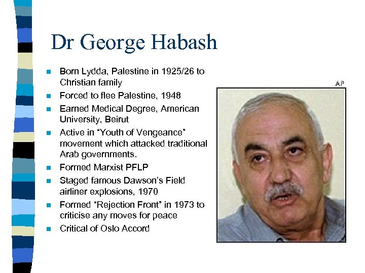 Arab Israeli Conflict 19481996 Key Personalities Prepared by
