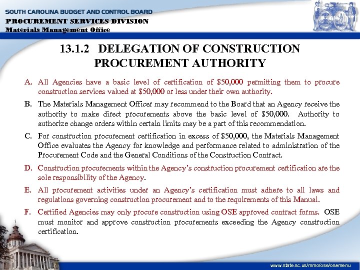 PROCUREMENT SERVICES DIVISION Materials Management Office AGENCY ...