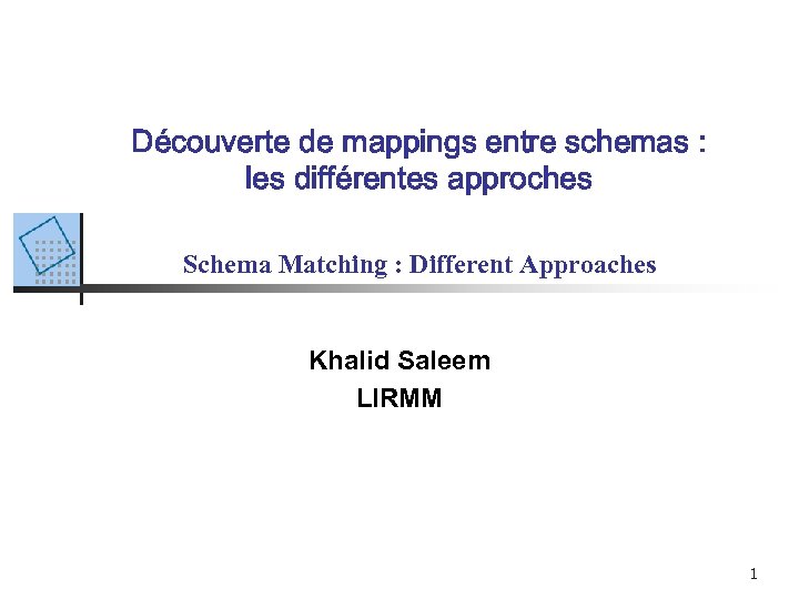 Découverte de mappings entre schemas les différentes