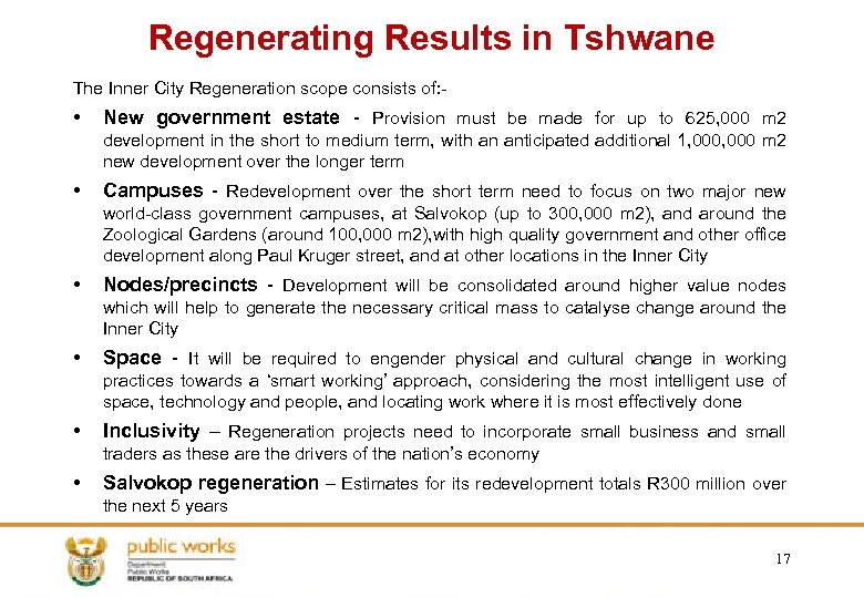Briefing to Public Works Portfolio Committee Inner City