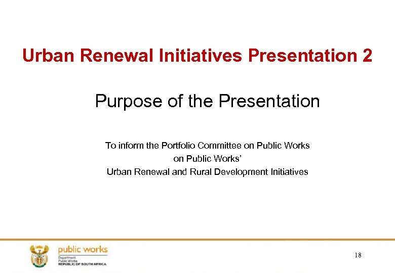 Briefing to Public Works Portfolio Committee Inner City
