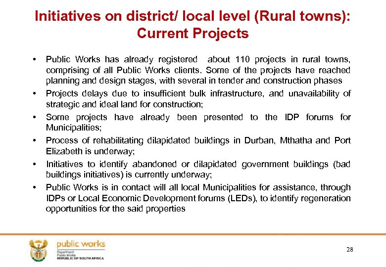 Briefing to Public Works Portfolio Committee Inner City