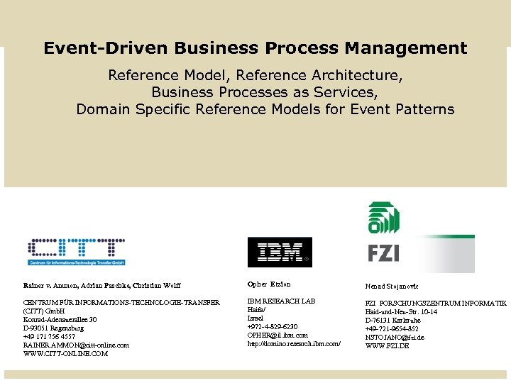 Event-Driven Business Process Management Reference Model Reference ...